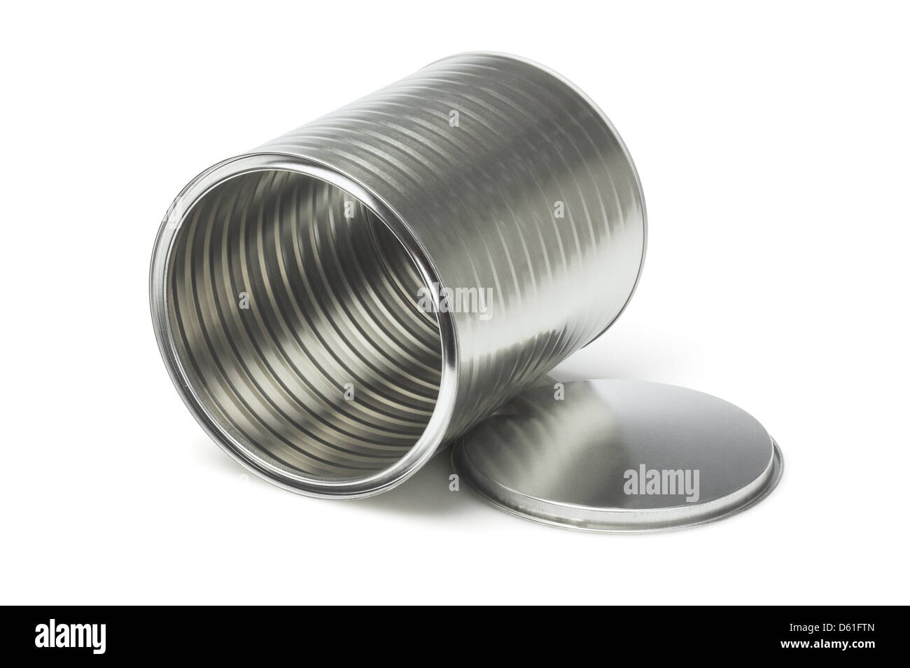Open Empty Tin Can Lying on White Background Stock Photo - Alamy