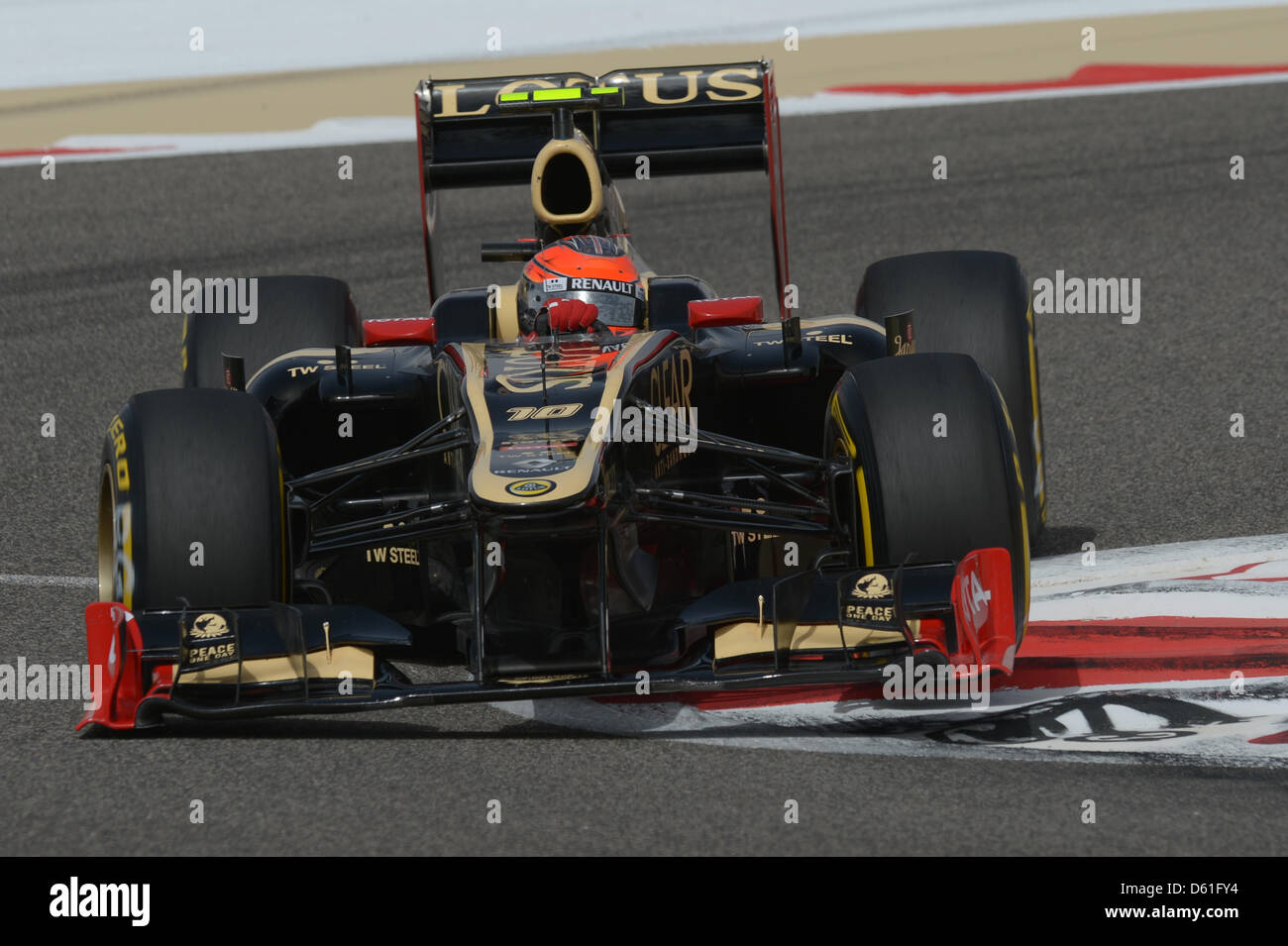 French Formula One driver Romain Grosjean of Lotus steers his car ...