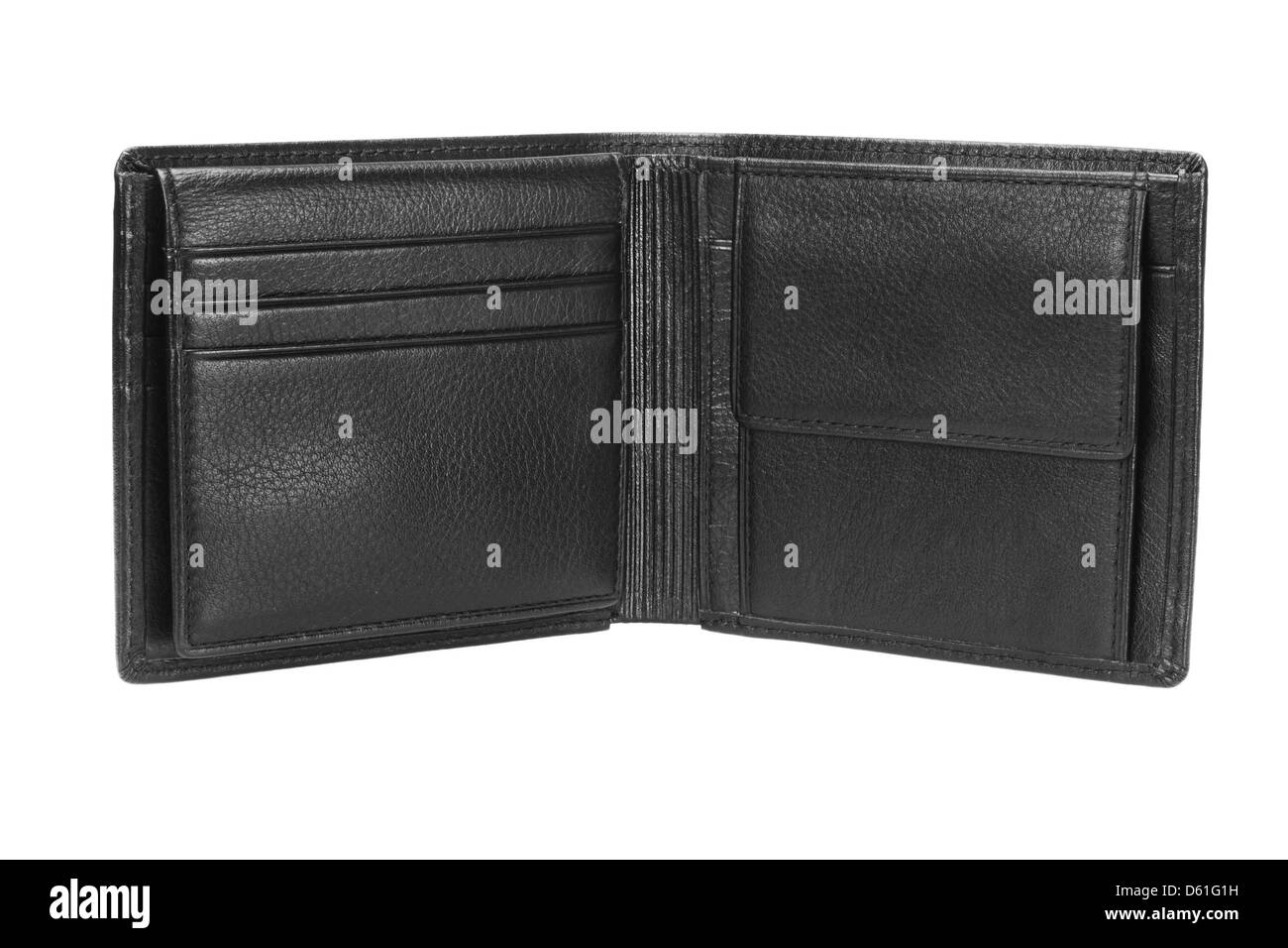 Empty Black Leather Wallet on White Background Stock Photo - Alamy