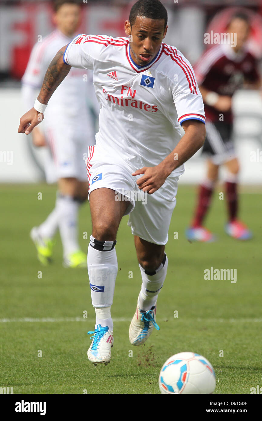 Hamburg's Dennis Aogo controls the ball during the Bundeliga soccer ...