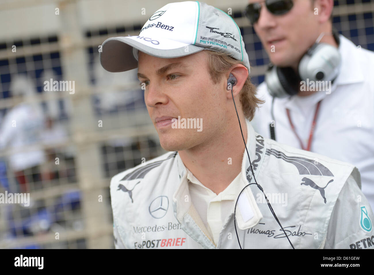 German Formula One driver Nico Rosberg of Mercedes AMG seen in the grid ...