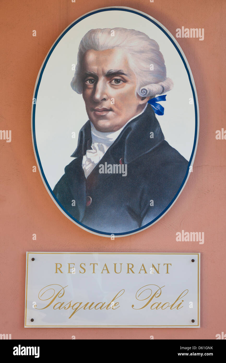 France, Corsica, La Balagne, Ile Rousse, portrait of Pasquale Paoli ...