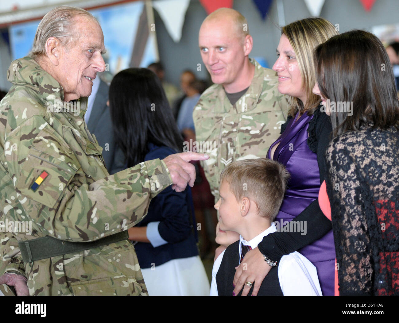 Prince Philip, Duke of Edinburgh (L) arrives to the Barker Barracks to ...