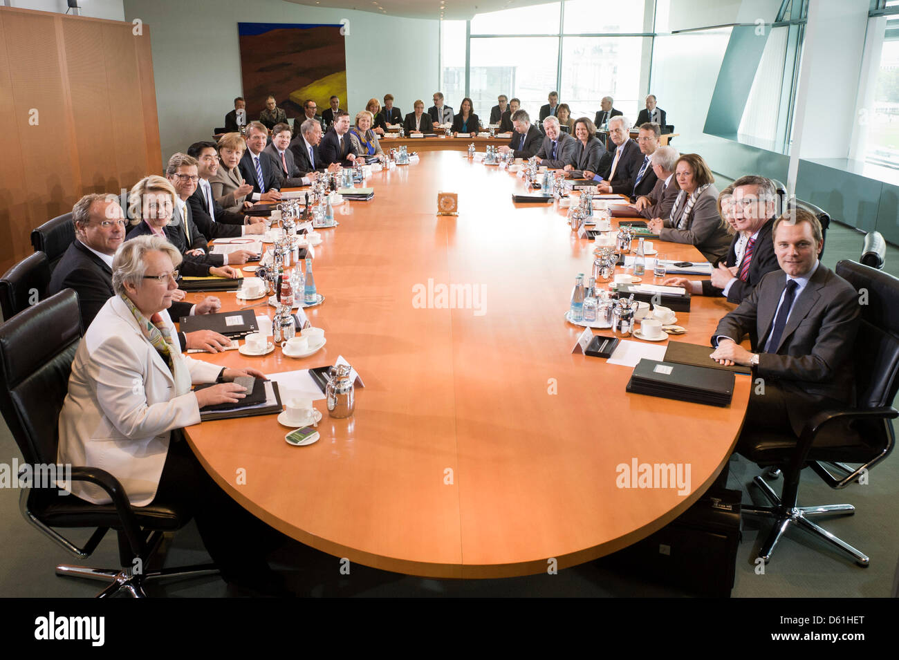 The members of the German government are pictured at the start of the ...
