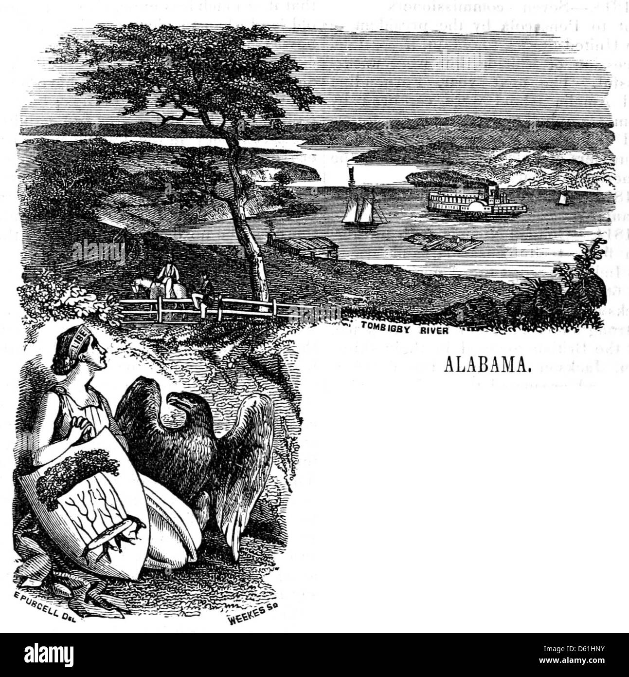 This 1860 pictorial description of the United States offers an ...