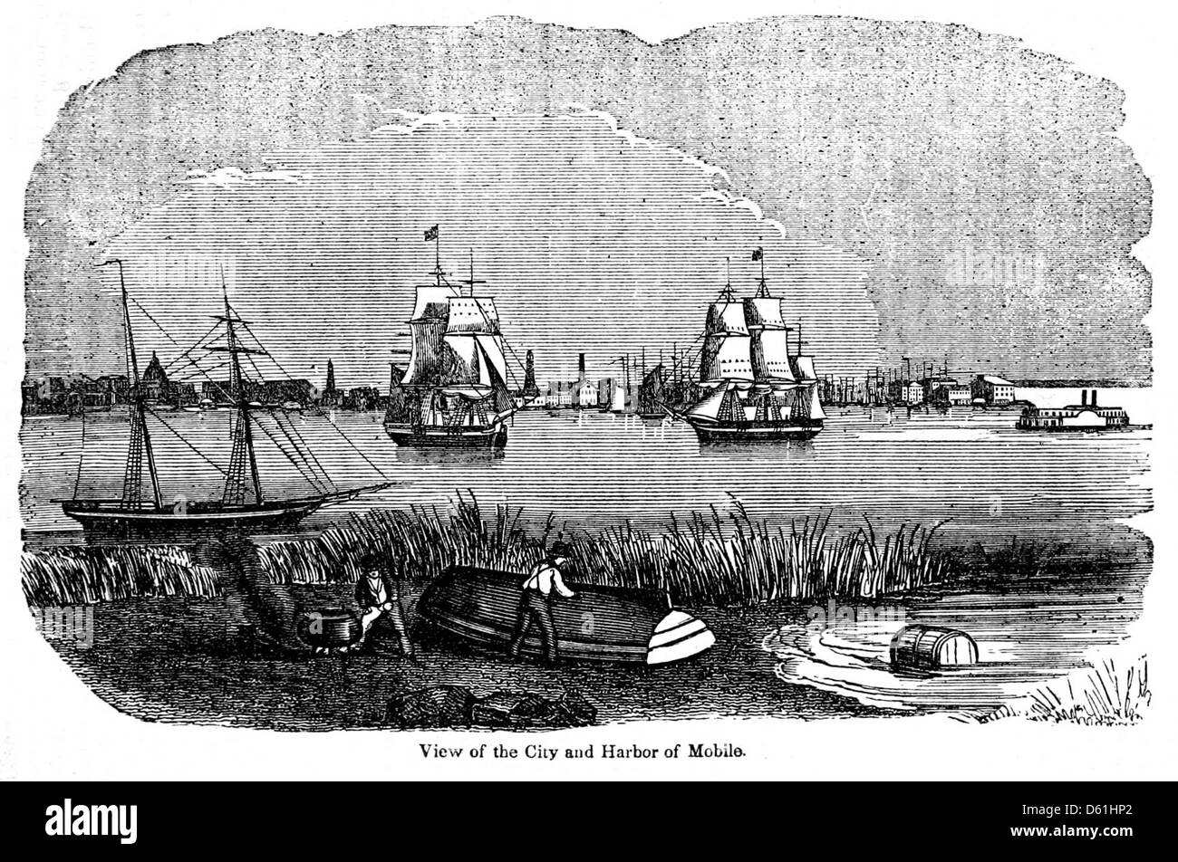 This 1860 illustration shows the history and resources of Alabama ...