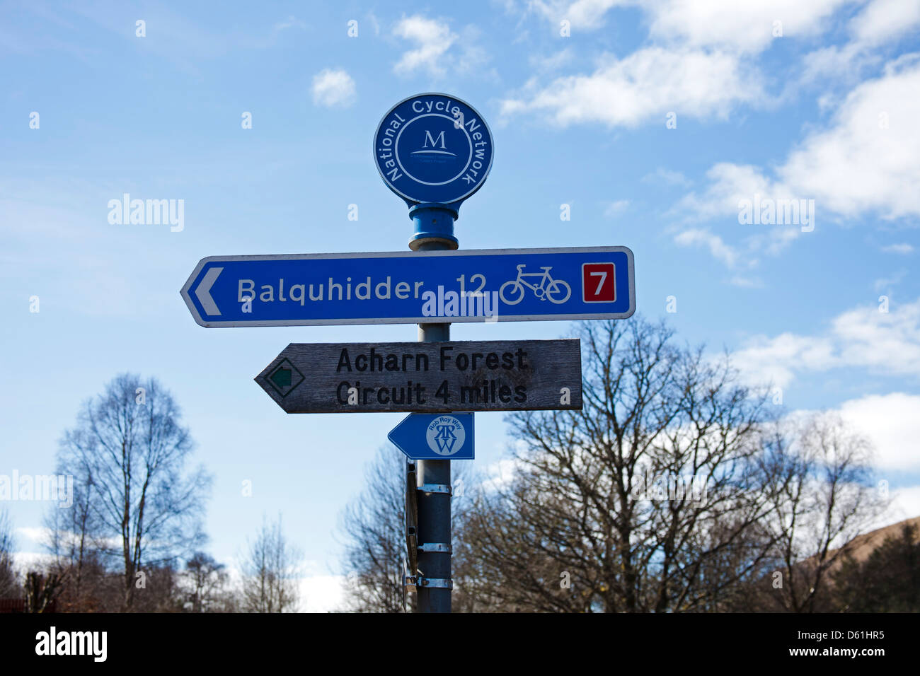Sign National Cycle network, Scotland Stock Photo - Alamy