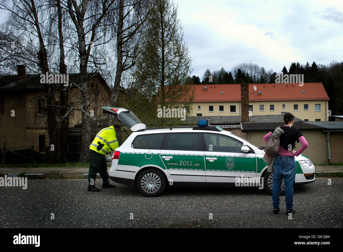 Customs inspection officer Dieter B. checks a young woman during a ...