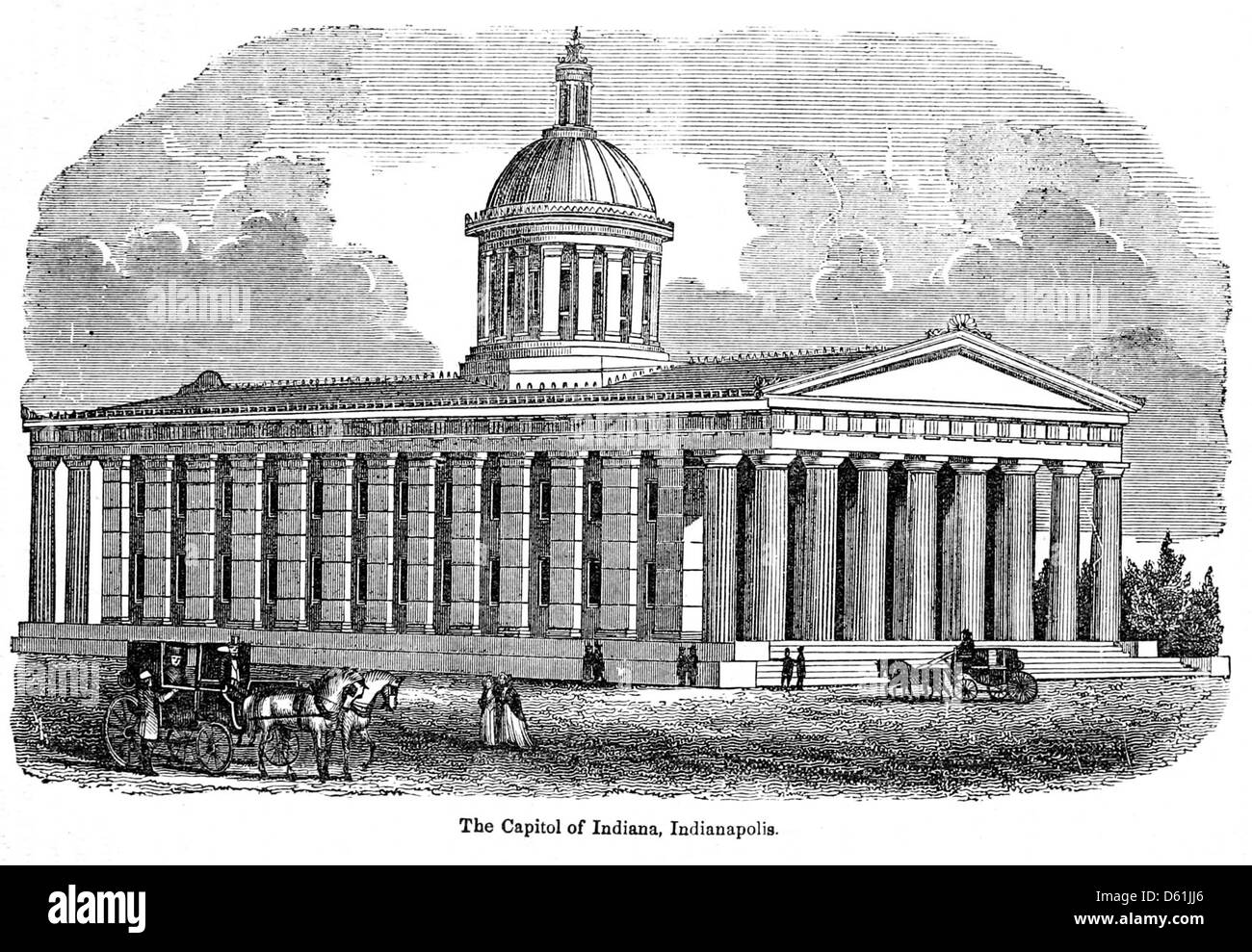 This 1860 image depicts the Indiana State Capitol in Indianapolis ...