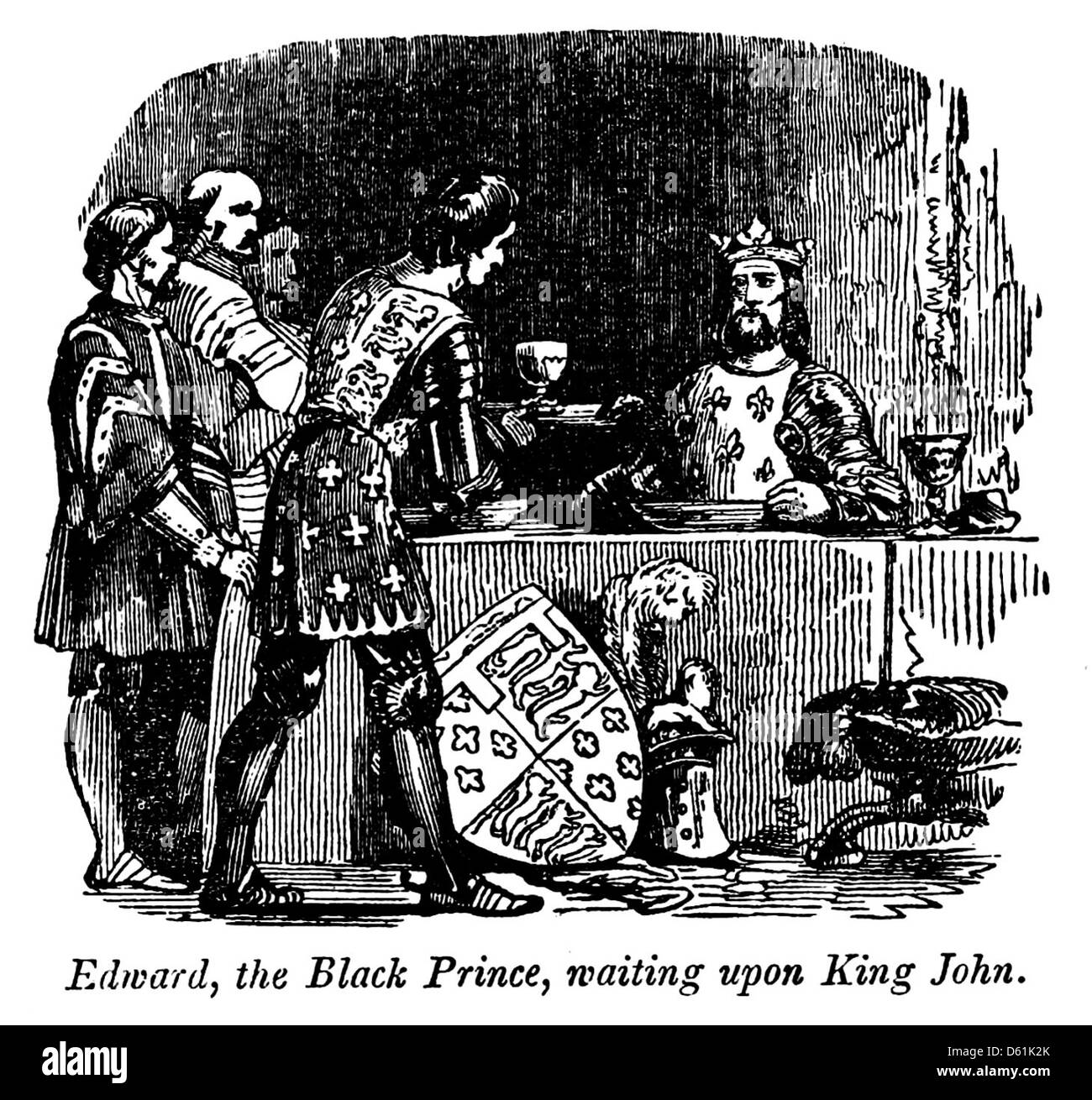 A 1854 illustration from 'A Pictorial History of England,' showing King ...