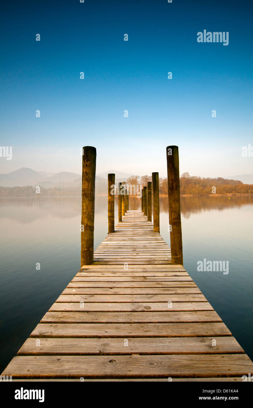 A jetty at Derwent Water in the Lake District, Cumbria England UK Stock ...