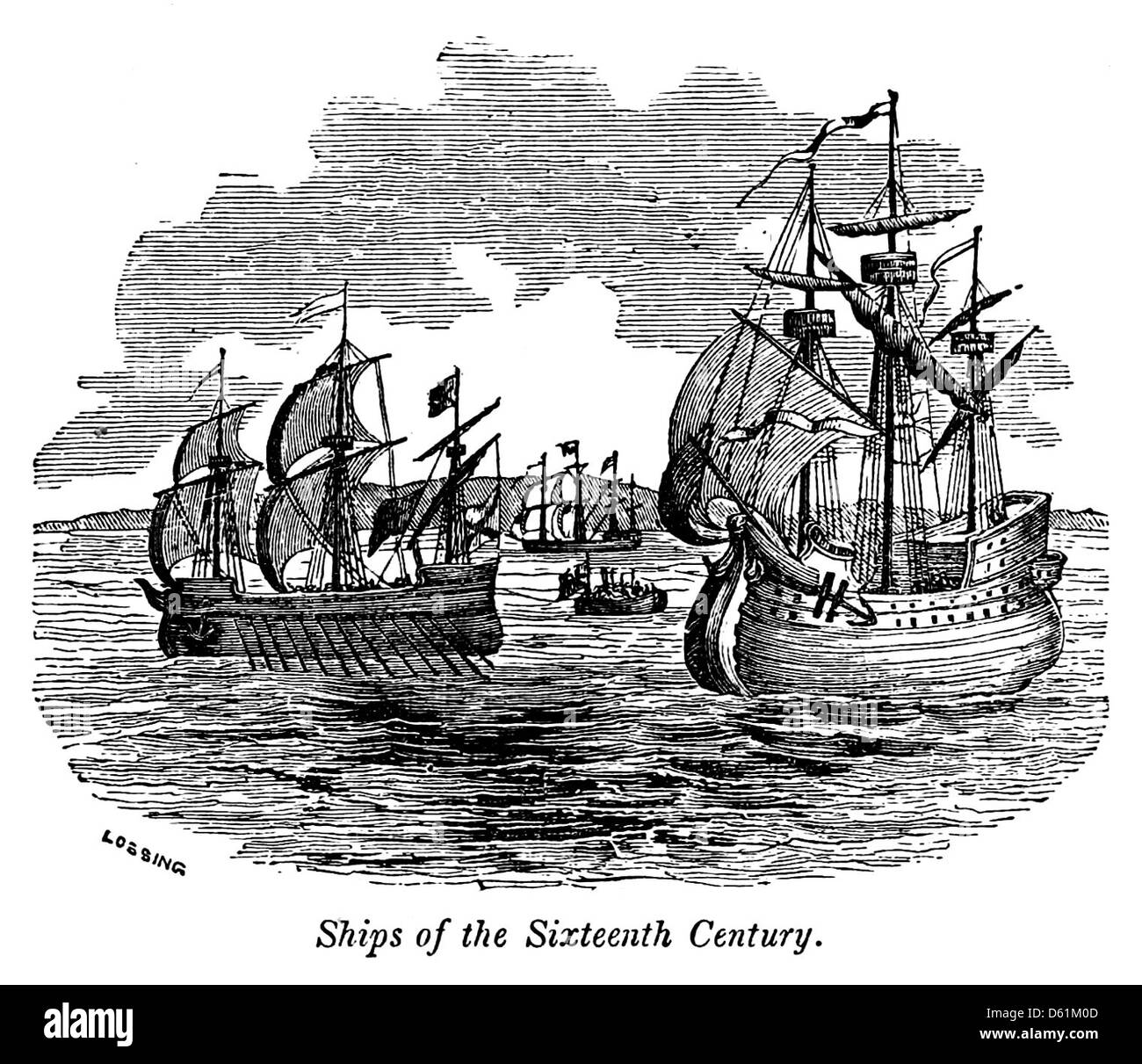 This 1854 pictorial history of England includes images of ships from ...