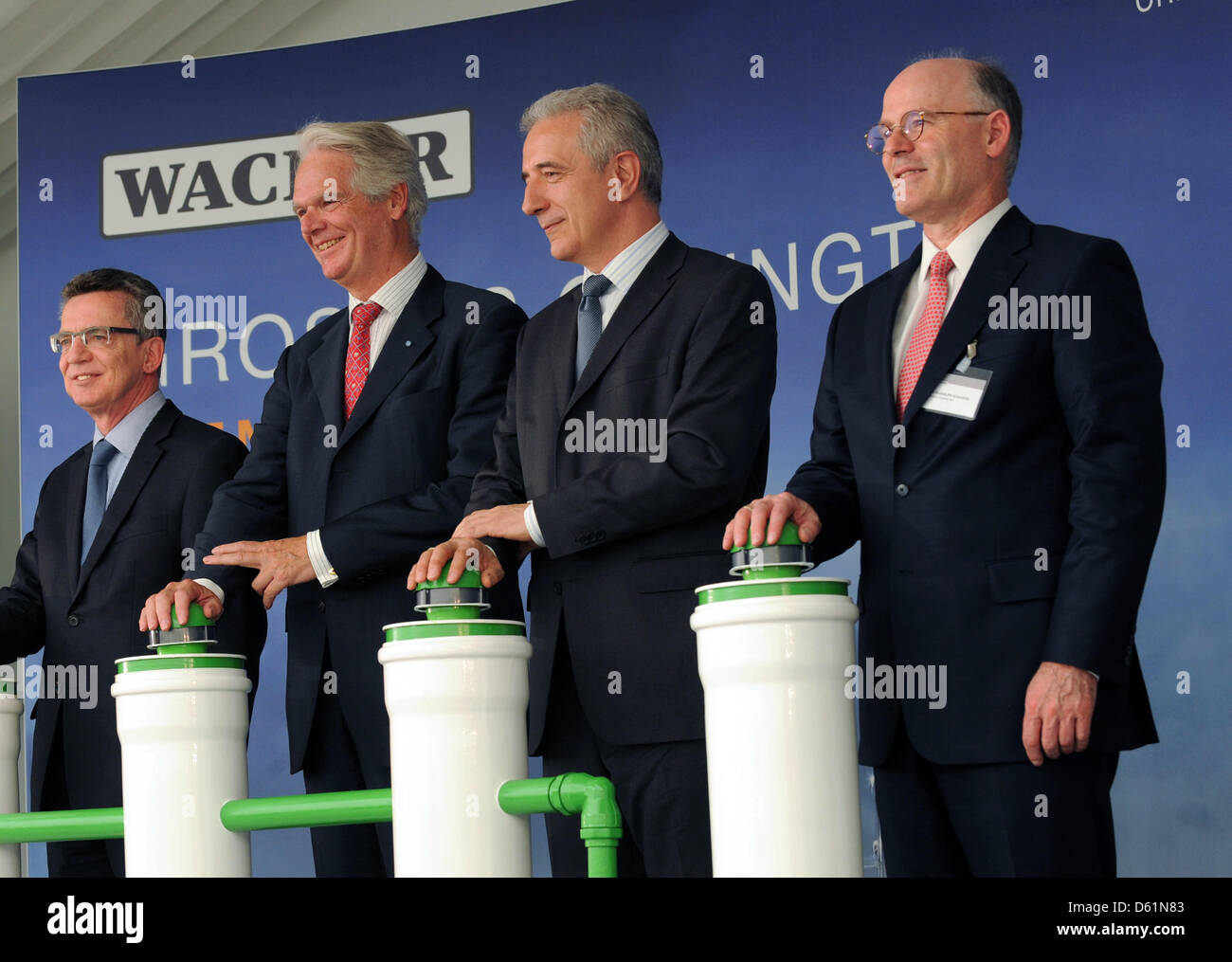 Premier of Saxony Stanislaw Tillich (2-R), German Defence Minister ...
