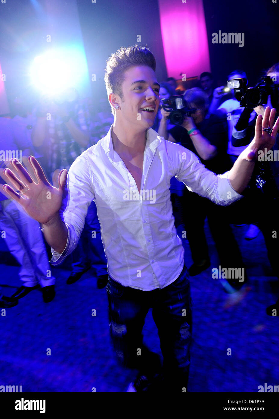 Luca Haenni of Switzerland celebrates after winning the casting show ...