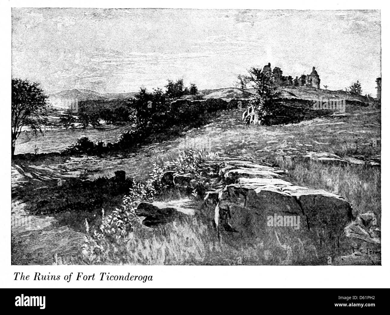 This 1917 image captures the ruins of Fort Ticonderoga in New York, a ...