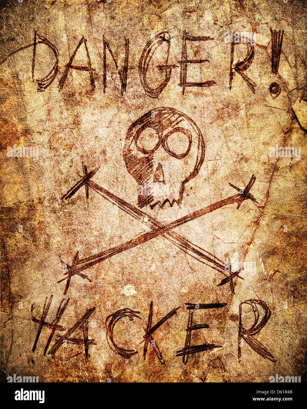 prehistoric firewall digital illustration with skull Stock Photo - Alamy