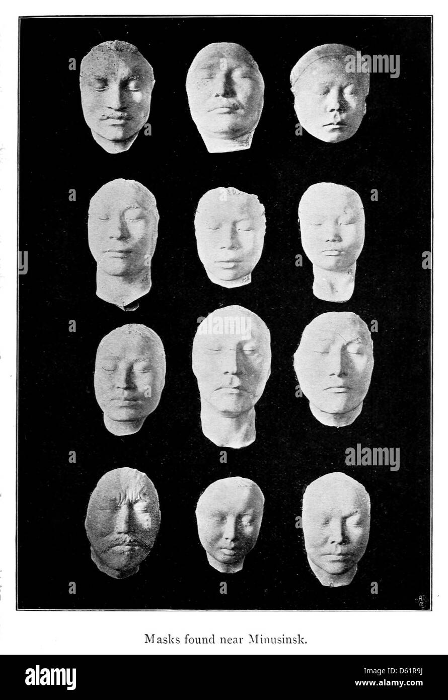This 1901 image shows masks discovered near Minusinsk, Russia, which ...
