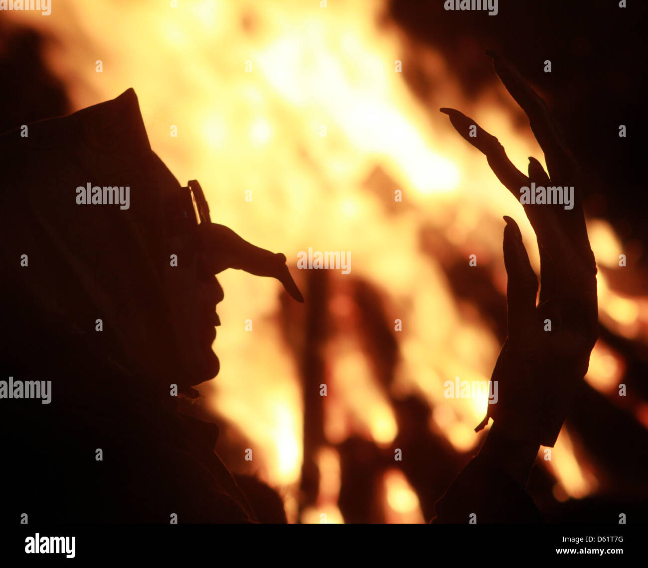 A visitor in witch costumes celebrates the 'Walpurgisnacht' witches ...