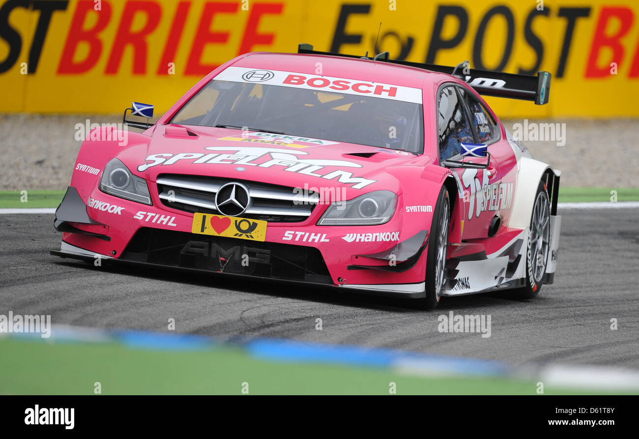 British Mercedes race driver Susie Wolff drive during the first race of ...