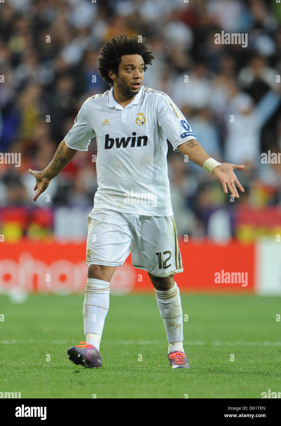 Madrid's Marcelo gestures during the Champions League semi final second ...