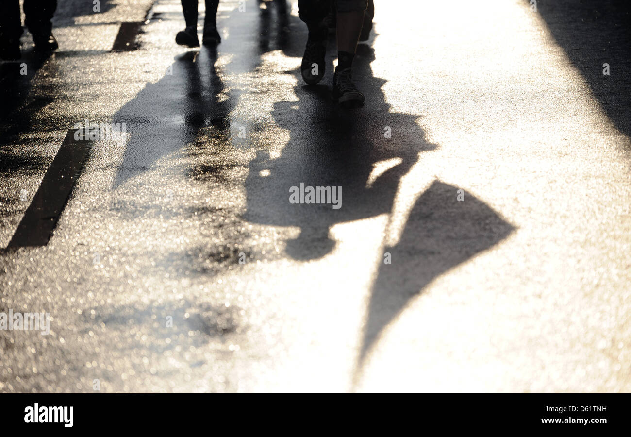The shadows of protesters are pictured during the 'Revolutionary May ...