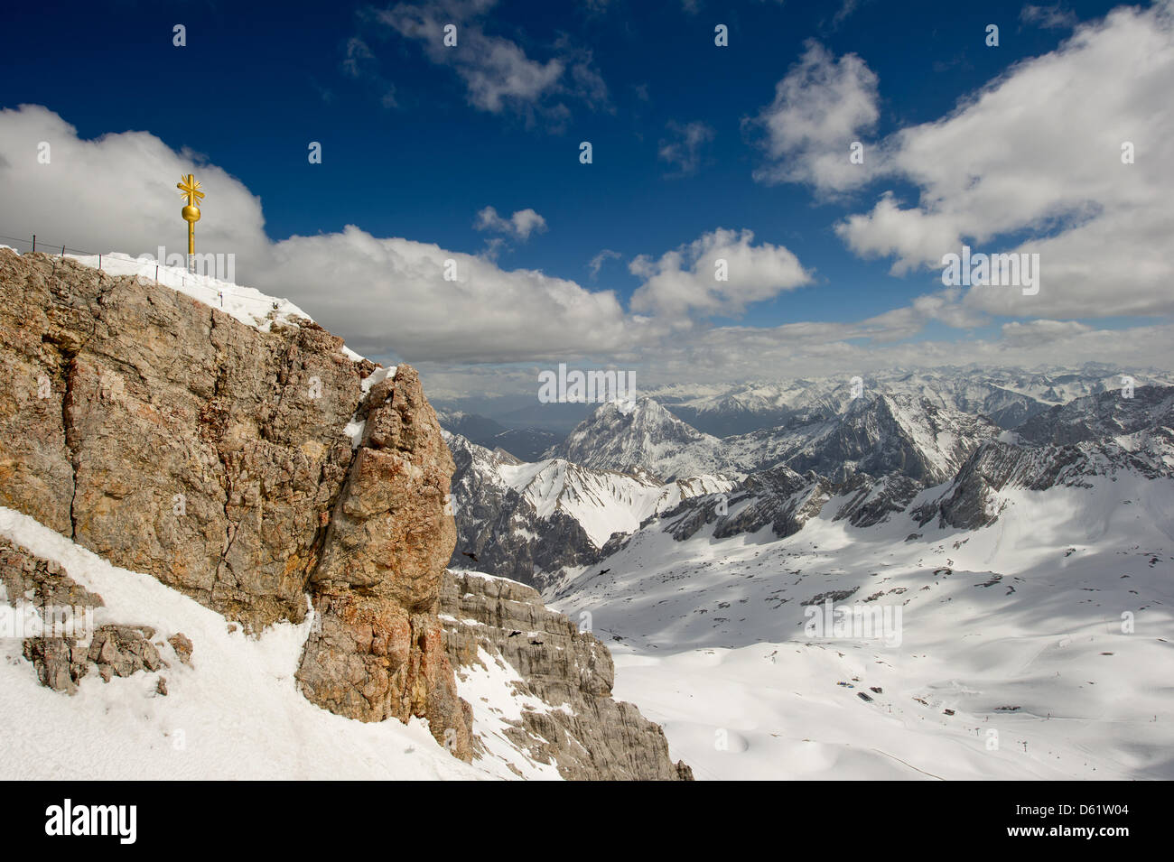 The summit of the Zugspitze with the cross is pictured near Garmisch ...