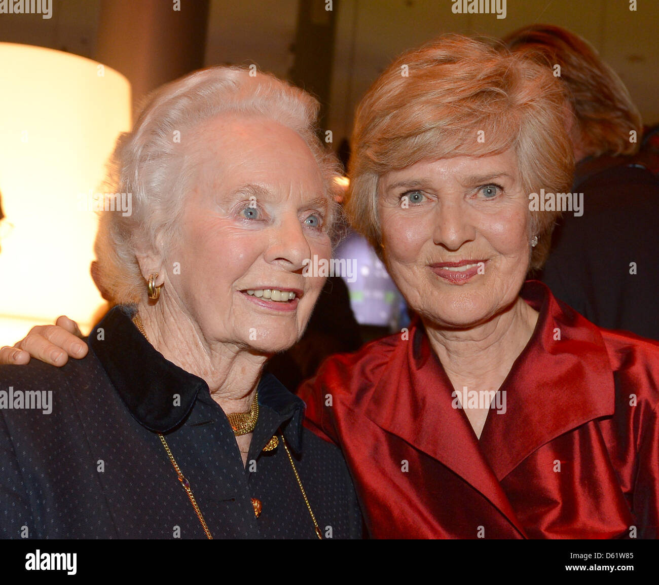 Friede Springer (R), widow of Axel Springer, stands next to Rosemarie ...