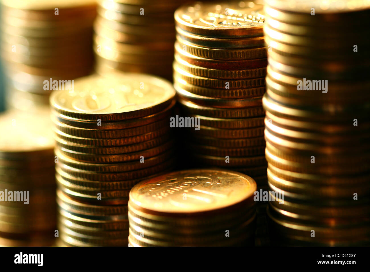 golden coins macro close up Stock Photo - Alamy