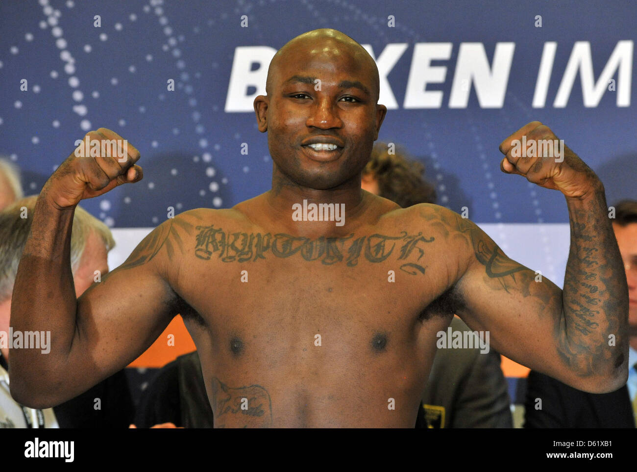 Professional boxer Ola Afolabi from Great Britain stands after the ...