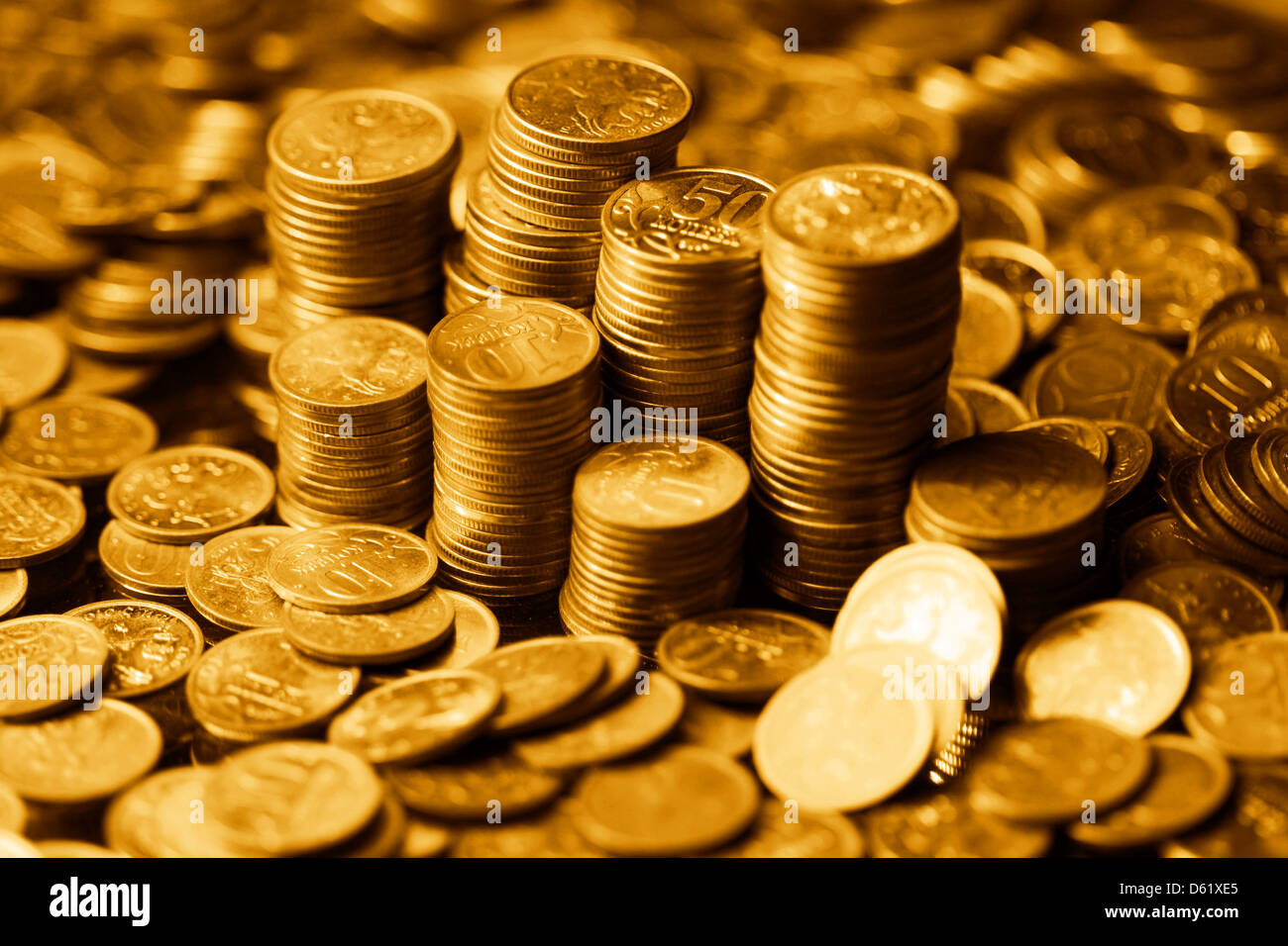 golden coins macro close up Stock Photo - Alamy