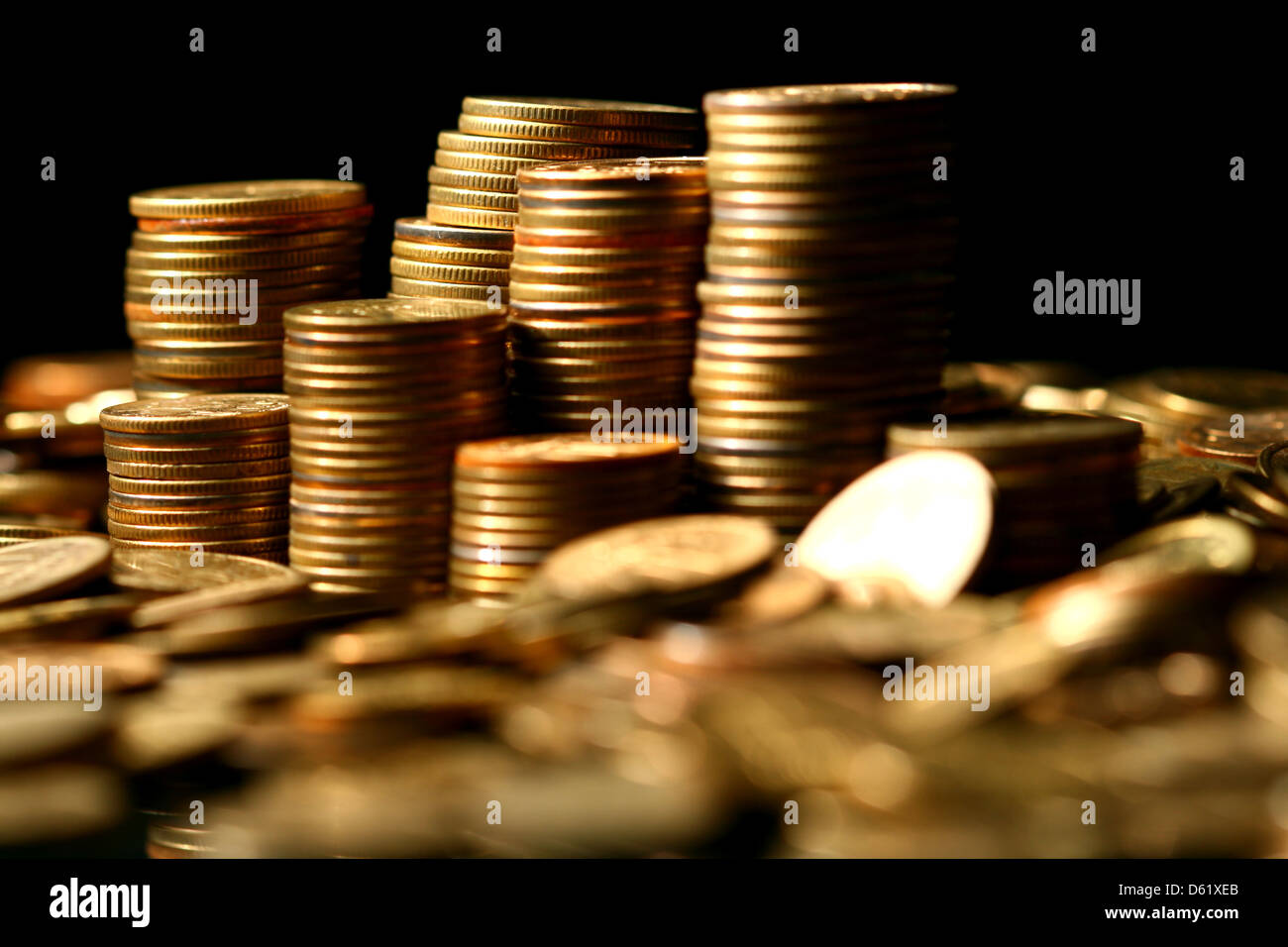 golden coins macro close up Stock Photo - Alamy