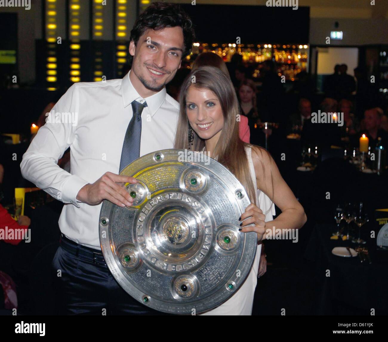Borussia Dortmund's Mats Hummels and his girlfriend Cathy pose with the ...