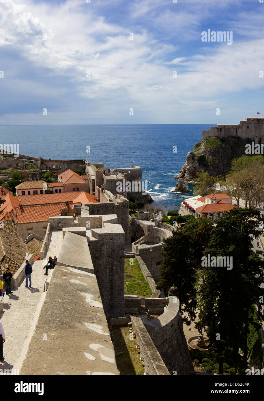 City walls in the old town Dubrovnik, UNESCO World Heritage Site ...