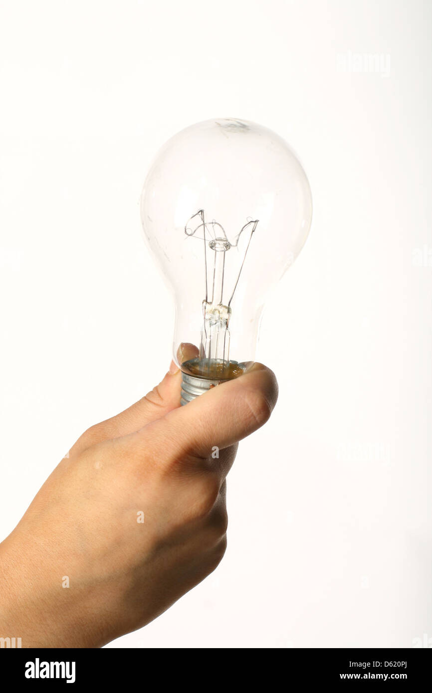 hand take bulb science in fingers Stock Photo - Alamy