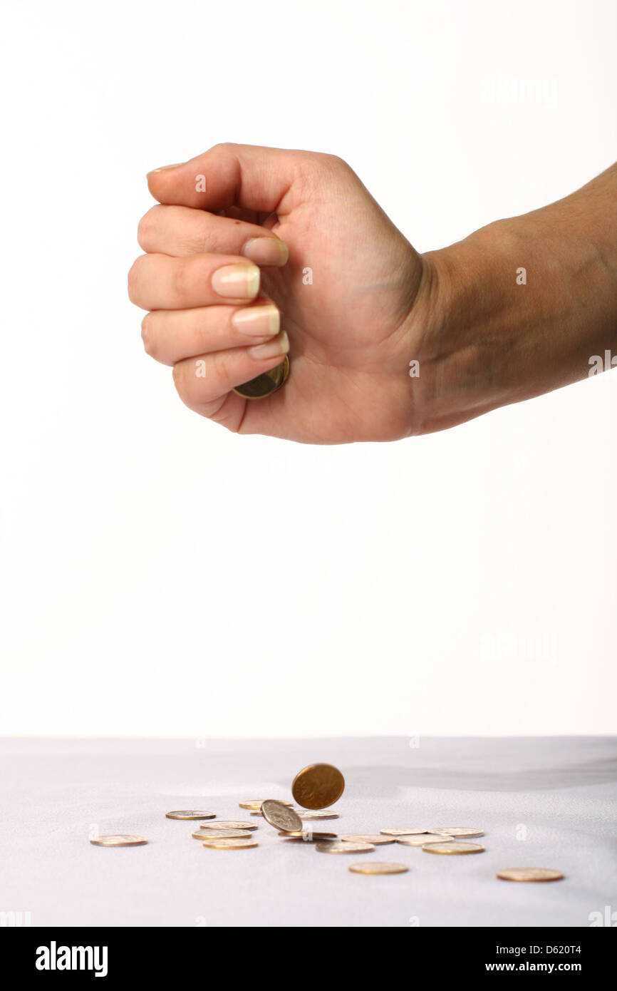 money rain payment from girl hand Stock Photo - Alamy