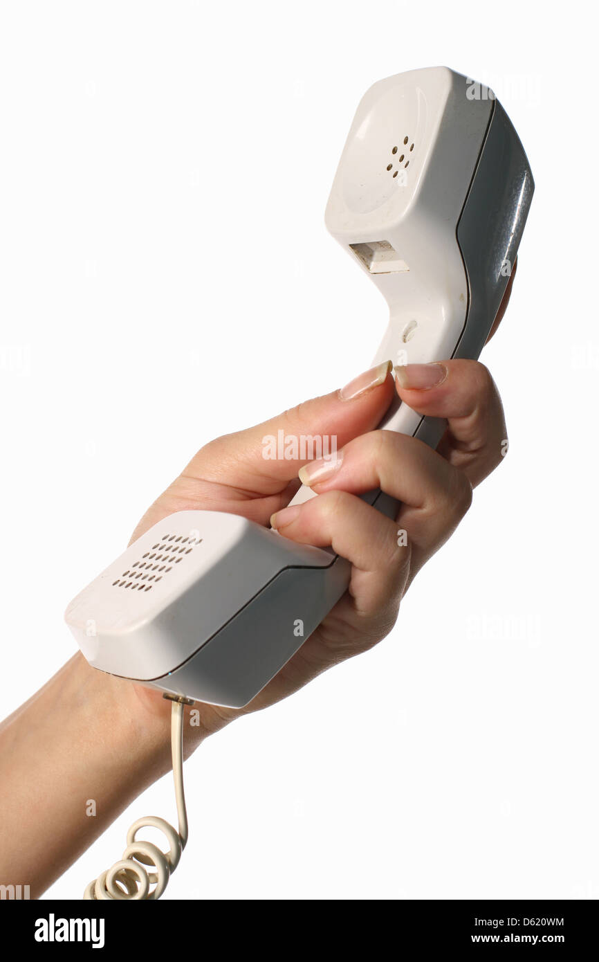 phone ring in human hand on white Stock Photo - Alamy