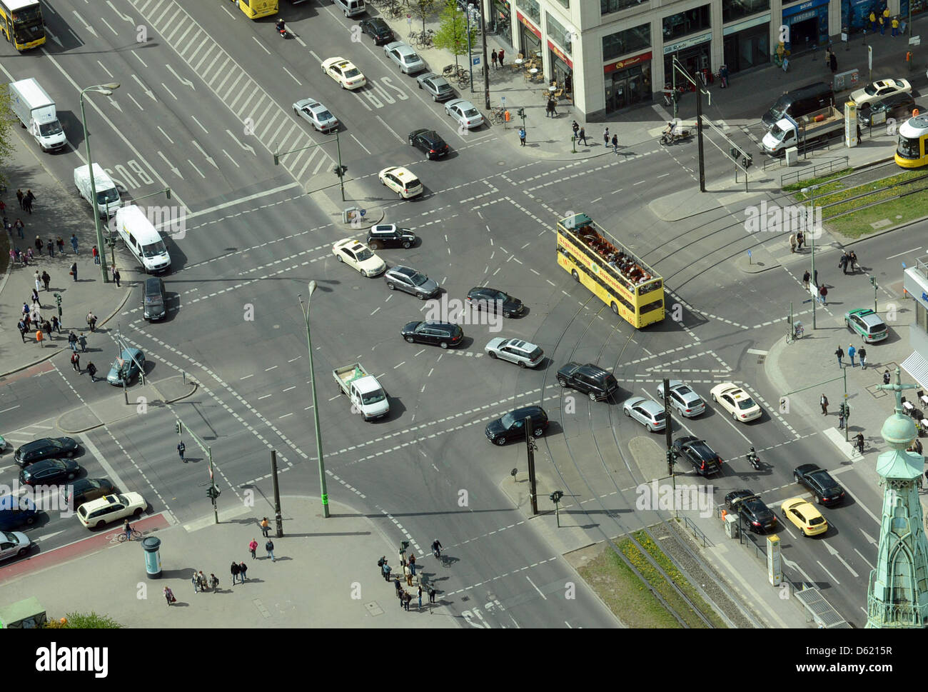A Berlin street crossing is pictured from the TV tower in Berlin ...
