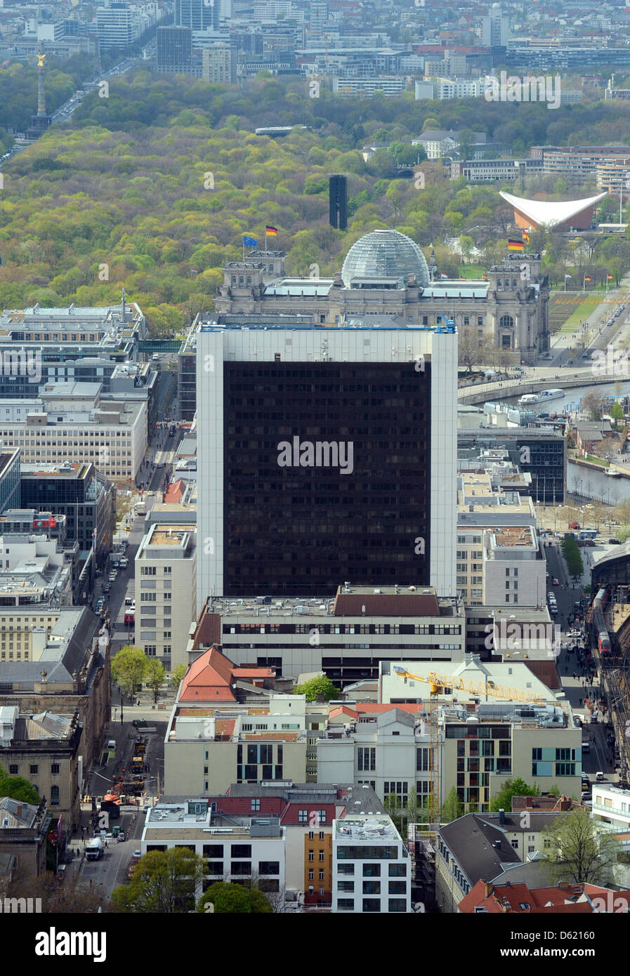 The trace center is pictured from the TV tower in Berlin, Germany, 24 ...