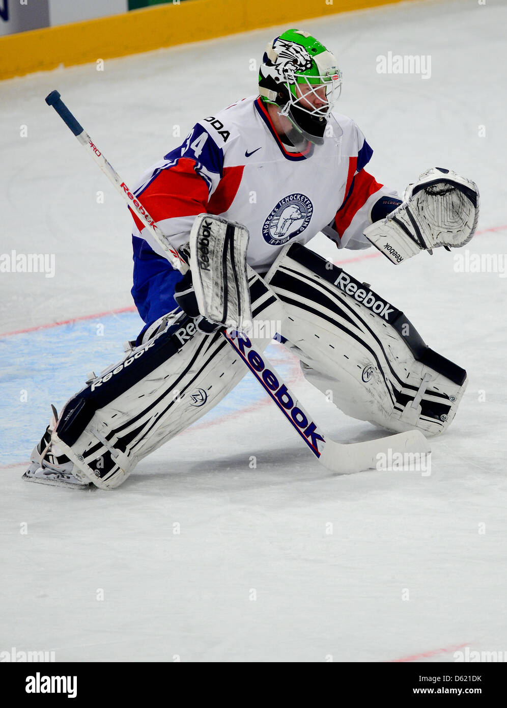 Norway's goalkeeper Lars Volden in action during the Ice Hockey World ...