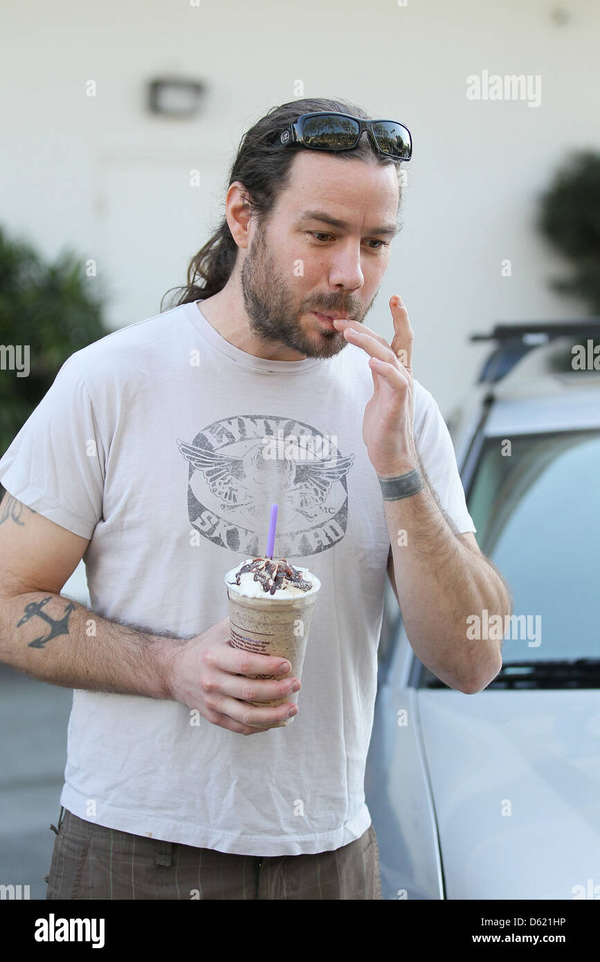 Chris Pontius Star of 'Jackass' picks up a frozen coffee drink at The ...