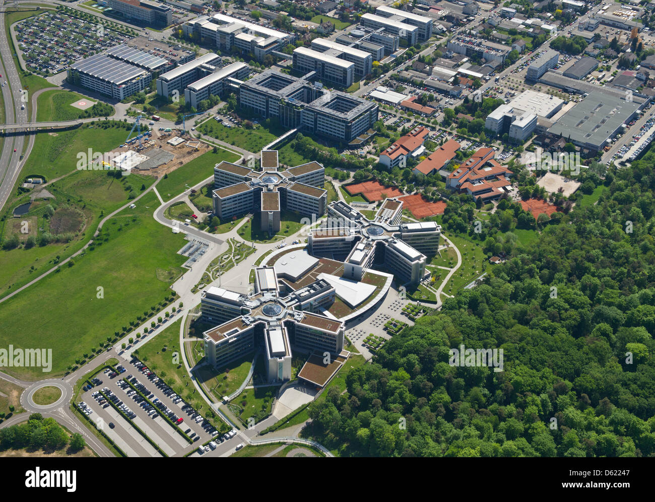 Aerial view of the headquarters of software company SAP in Walldorf ...
