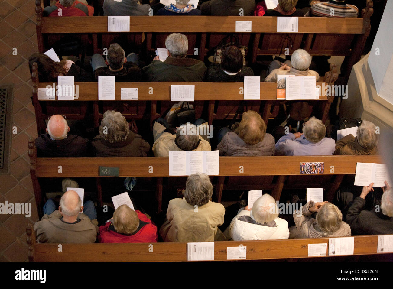Audience gathered in historic St. Thomas Church, Leipzig, Germany for ...