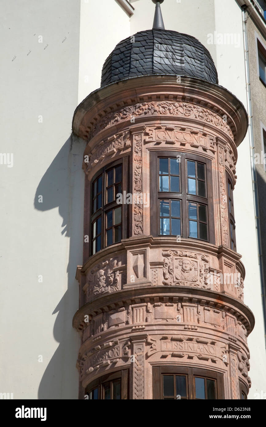 Gingerbread turret of historic Grimmaische landmark in Leipzig, Germany ...