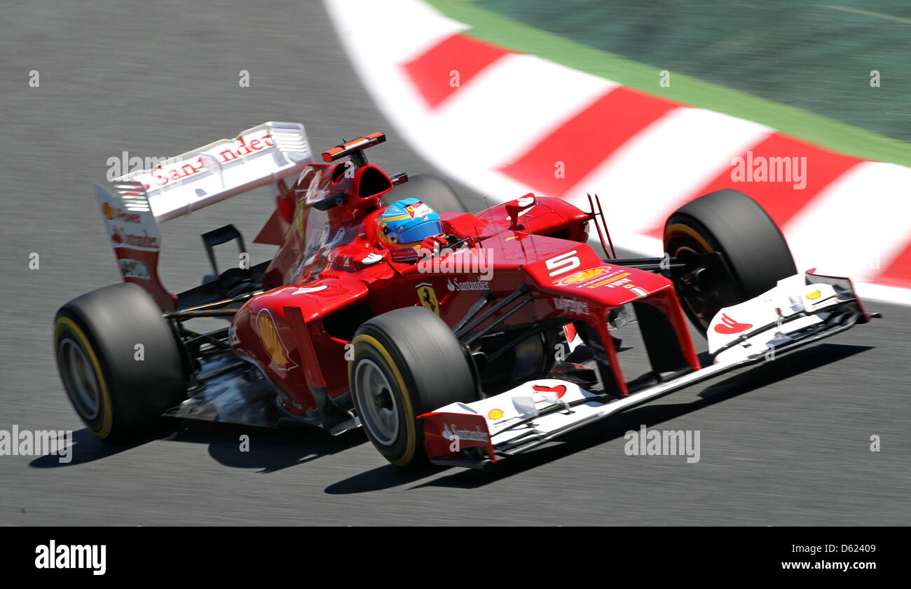 Spanish Formula One driver Fernando Alonso of Ferrari steers his car ...
