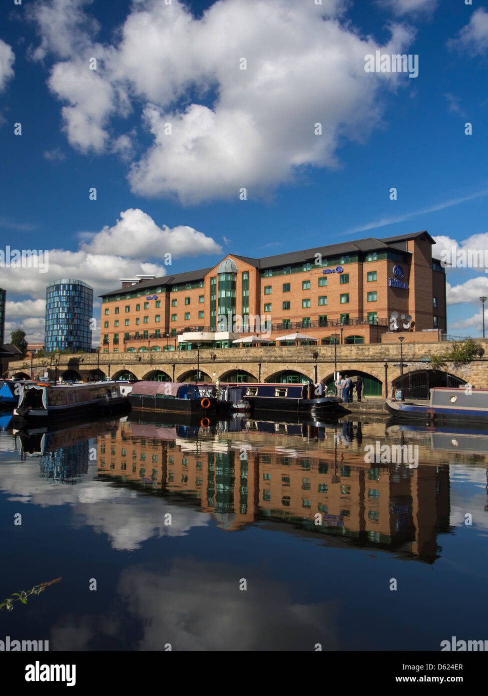 Sheffield canal Victoria Quays after restoration work features boat ...