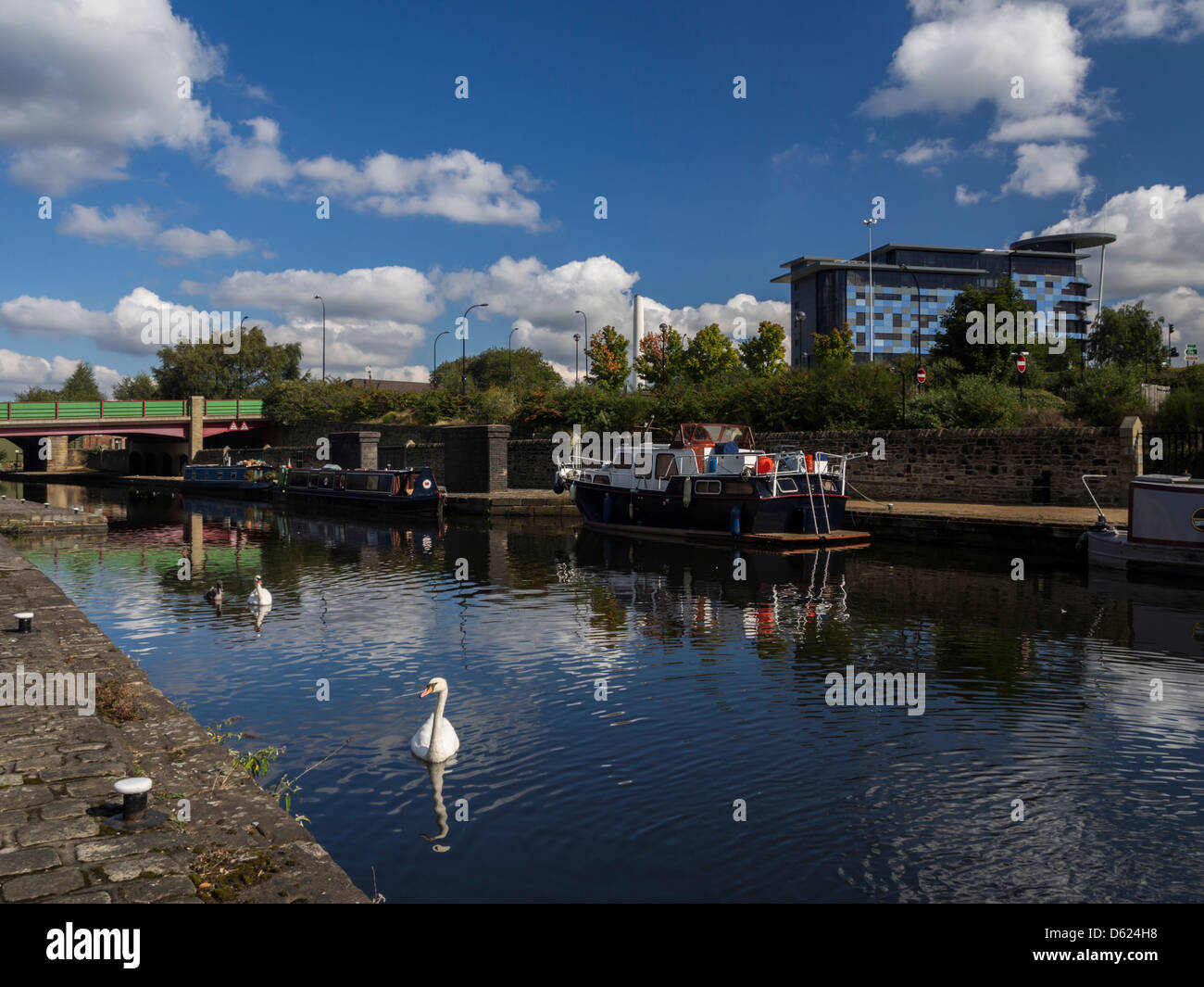 Sheffield canal Victoria Quays after restoration work features boat ...
