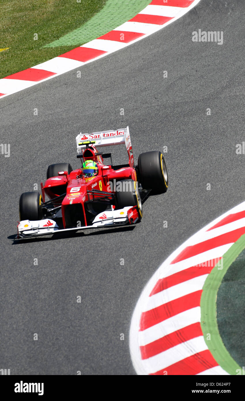 Brazilian Formula One driver Felipe Massa of Ferrari steers his car ...