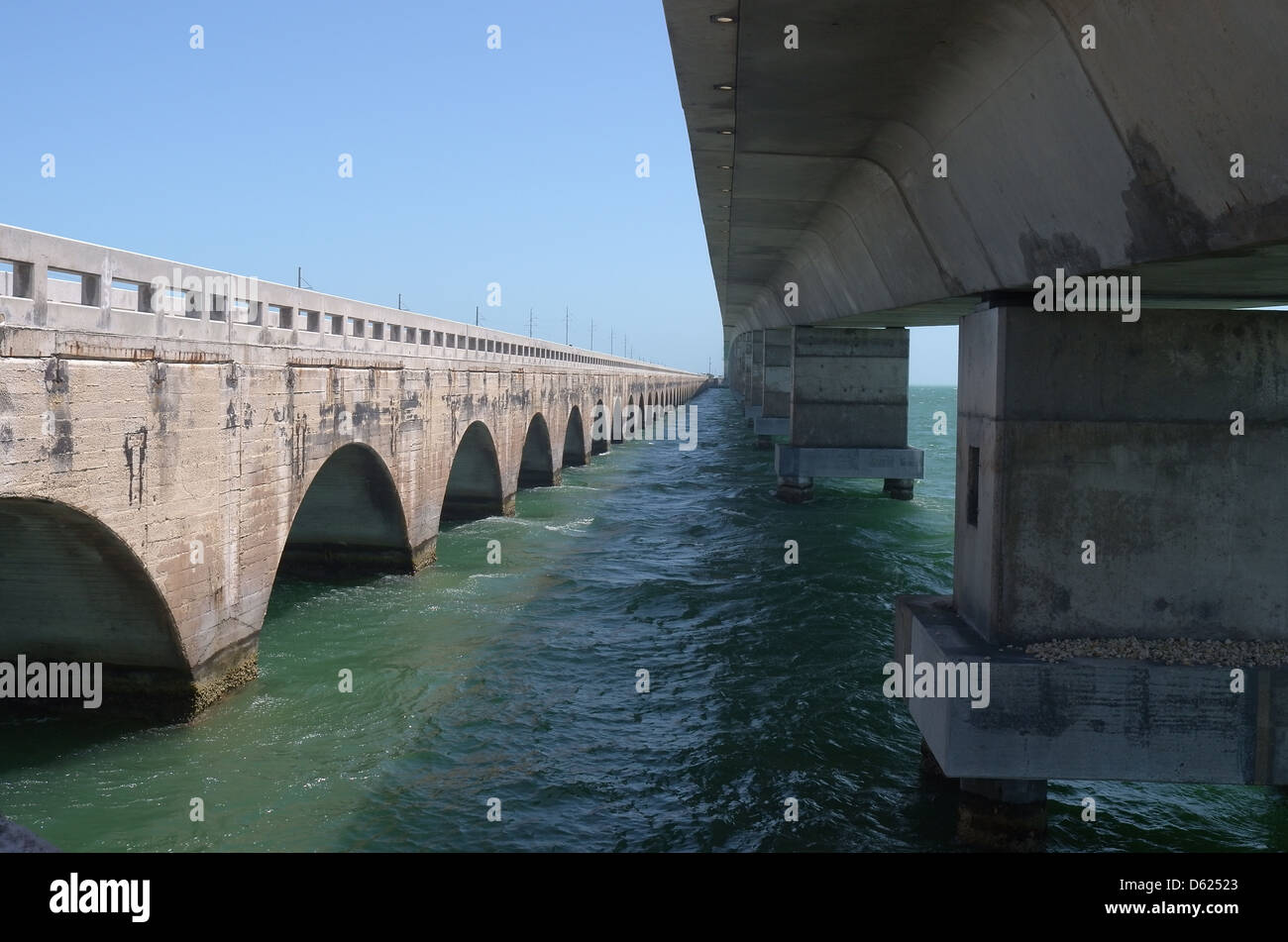 Portion of "Overseas Railroad" bridges in Florida Keys Stock Photo - Alamy