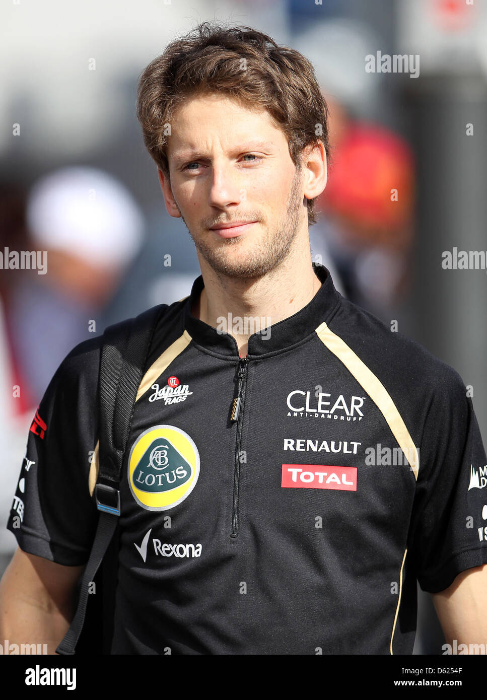 French Formula One driver Romain Grosjean of Lotus arrives at the ...