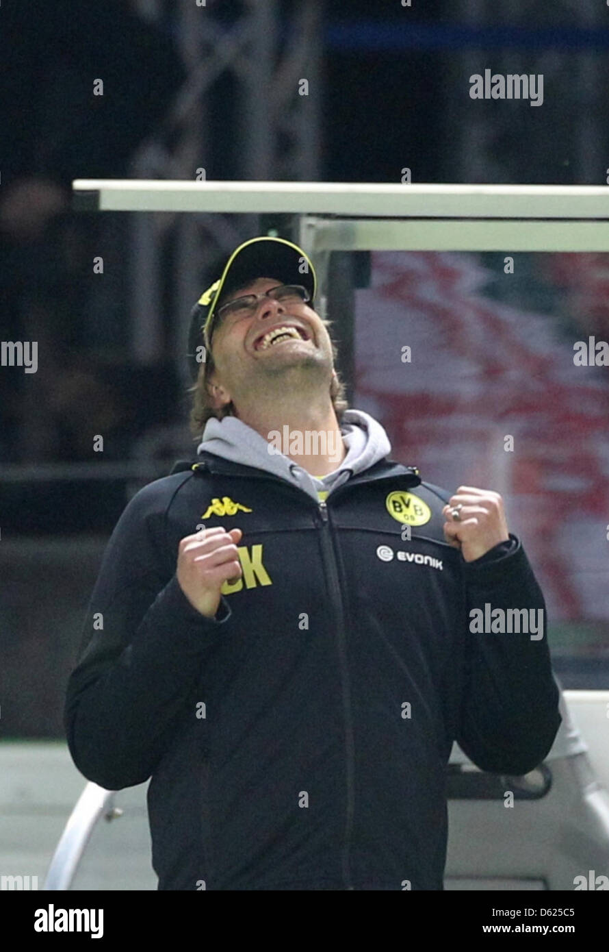 Dortmund's coach Juergen Klopp gestures during the German DFB Cup final ...